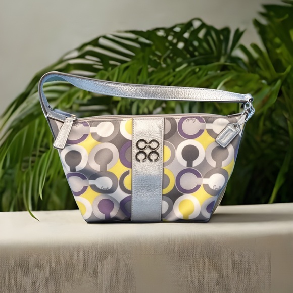 Coach | Bags | Coach Julia Outline Op Art Pouch In Lilac Sateen Silver ...